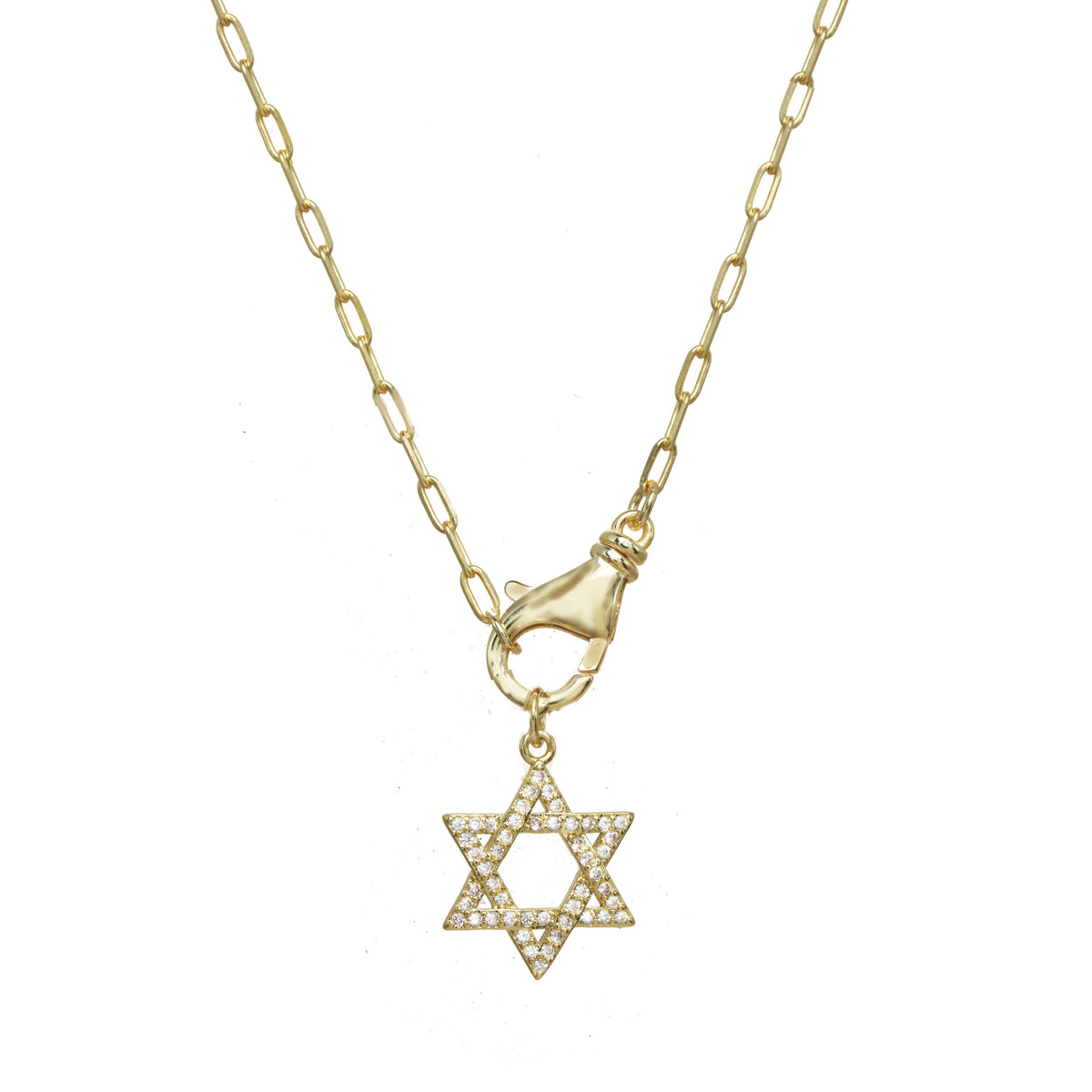 Paperclip Chain with Pavé Jewish Star – Rachel Reinhardt Jewelry
